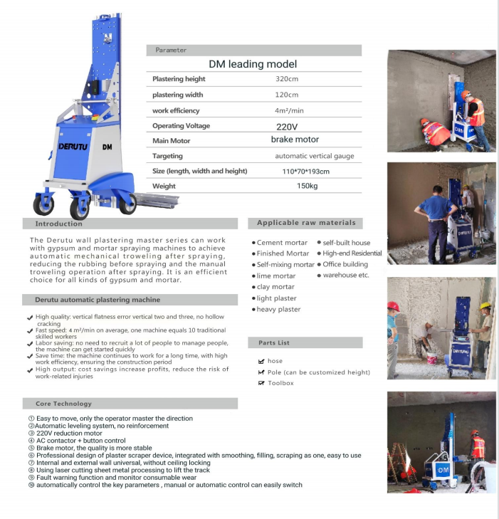 AUTOMATIC PLASTERIING MACHINE-DM series – DERUTU